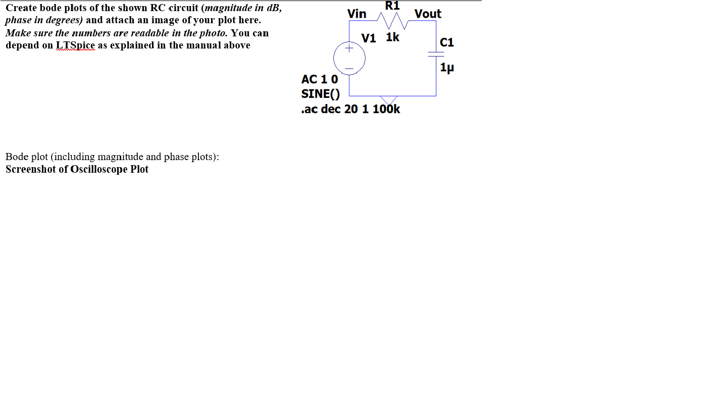 Solved Create bode plots of the shown RC circuit (magnitude | Chegg.com