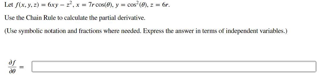 Solved Let 𝑓(𝑥,𝑦,𝑧)=6𝑥𝑦−𝑧2,f(x,y,z)=6xy−z2, | Chegg.com