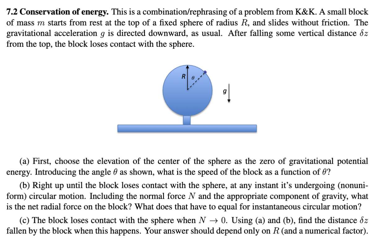 Solved 7.2 ﻿Conservation of energy. This is a | Chegg.com