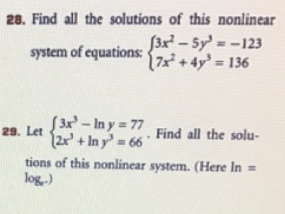 Solved 28. Find all the solutions of this nonlinear 3x - 5y | Chegg.com