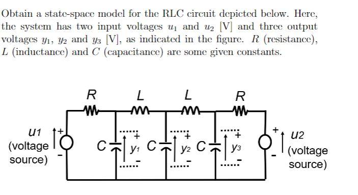 Solved Obtain a state-space model for the RLC circuit | Chegg.com