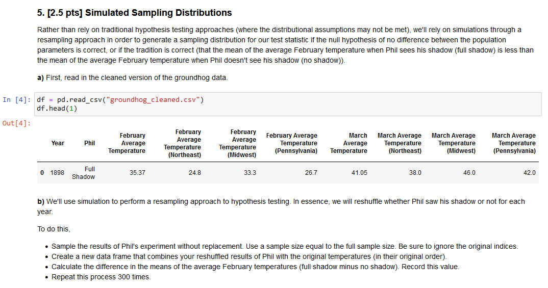 Solved 5. [2.5 pts] Simulated Sampling Distributions Rather | Chegg.com