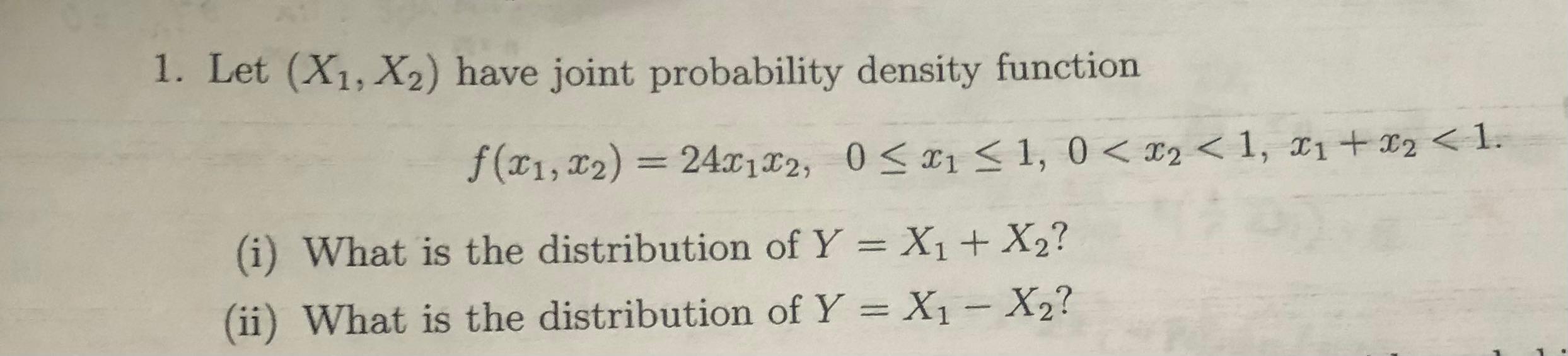 Solved 1. Let (X1, X2) have joint probability density | Chegg.com