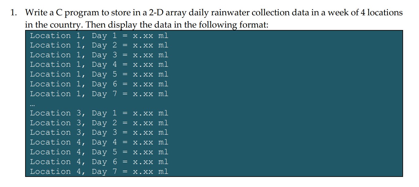 Solved Write a program in C languange which can be run for | Chegg.com
