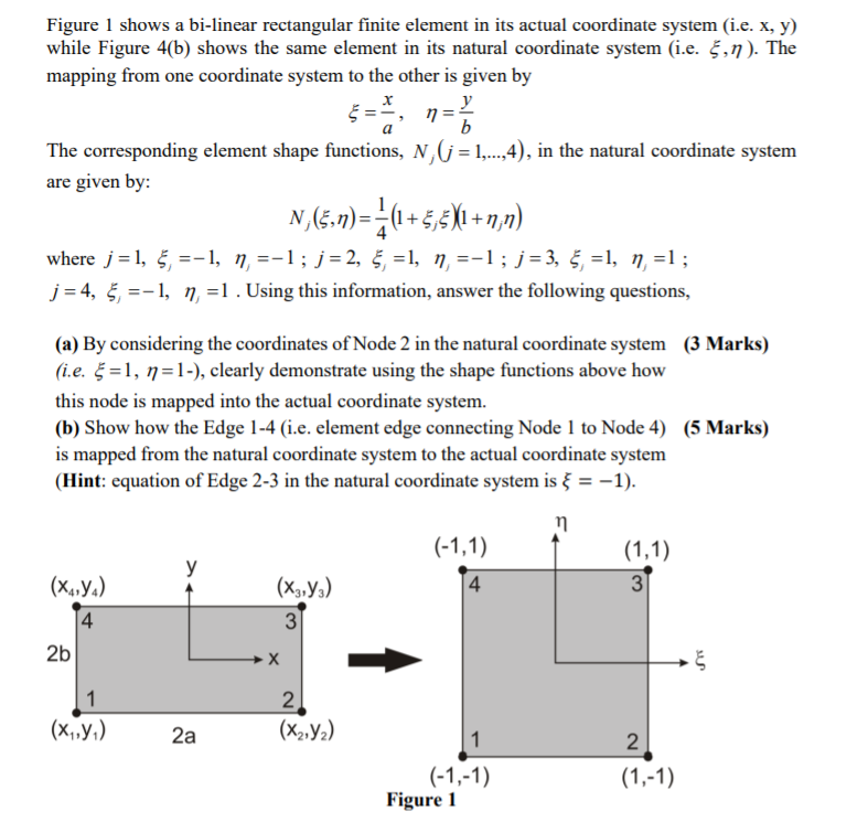 Solved Figure 1 shows a bi-linear rectangular finite element | Chegg.com