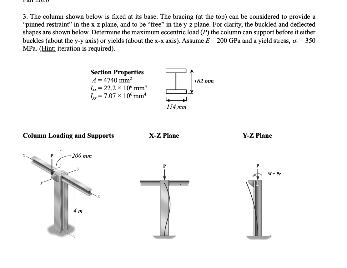 Solved 3. The column shown below is fixed at its base. The | Chegg.com