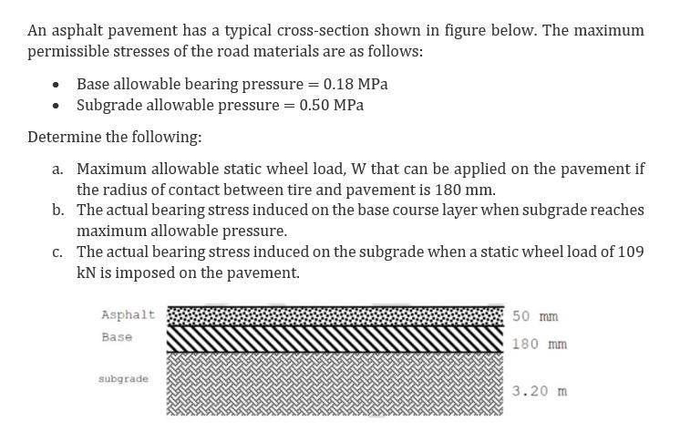 Solved An asphalt pavement has a typical cross-section shown | Chegg.com