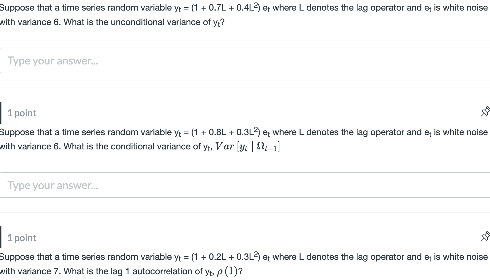 Solved Suppose that a time series random variable yt = (1 | Chegg.com