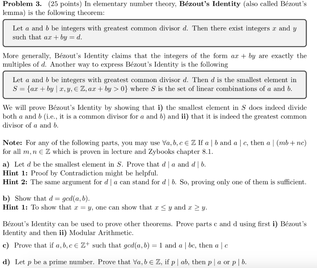 Solved Problem 3. (25 points) In elementary number theory, | Chegg.com