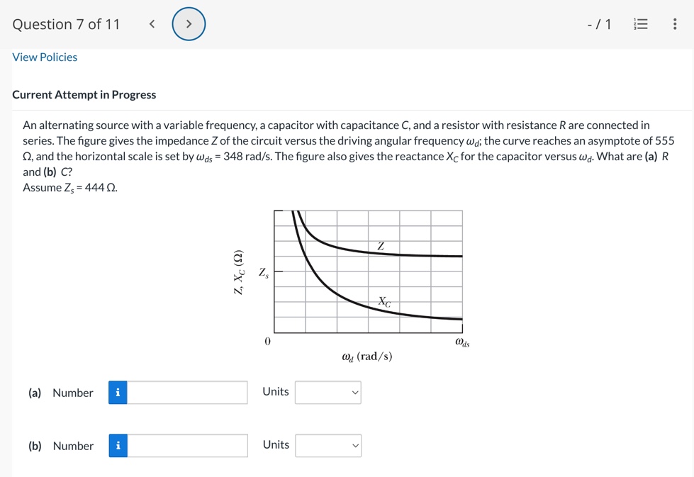 Solved An alternating source with a variable frequency, a | Chegg.com