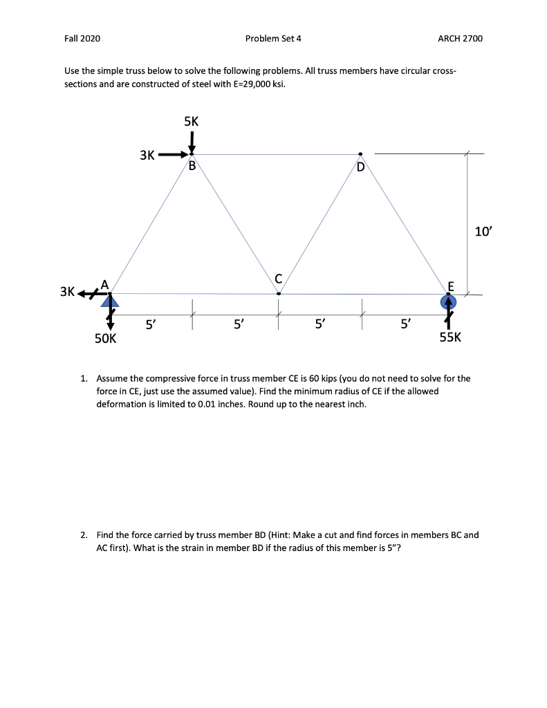Solved Use the simple truss below tosolve the following | Chegg.com