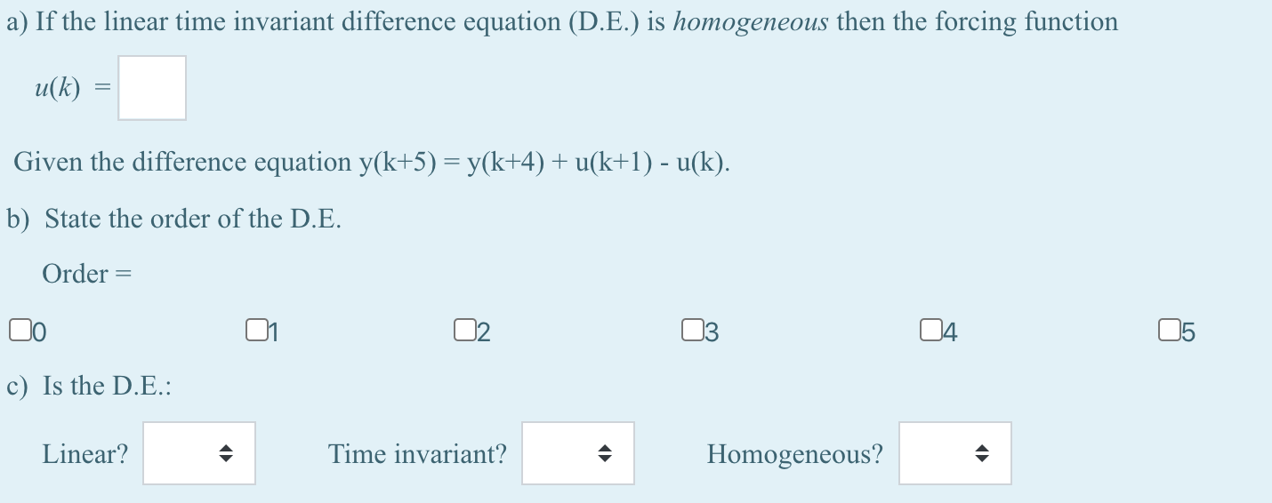 Solved a) If the linear time invariant difference equation | Chegg.com