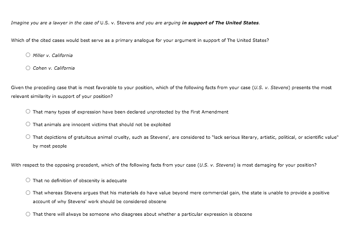 Solved Case at Trial: U.S. V. Stevens Robert Stevens was | Chegg.com