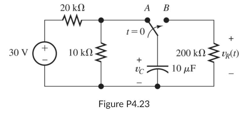 Solved In the circuit of Figure P4.23, the switch is in | Chegg.com