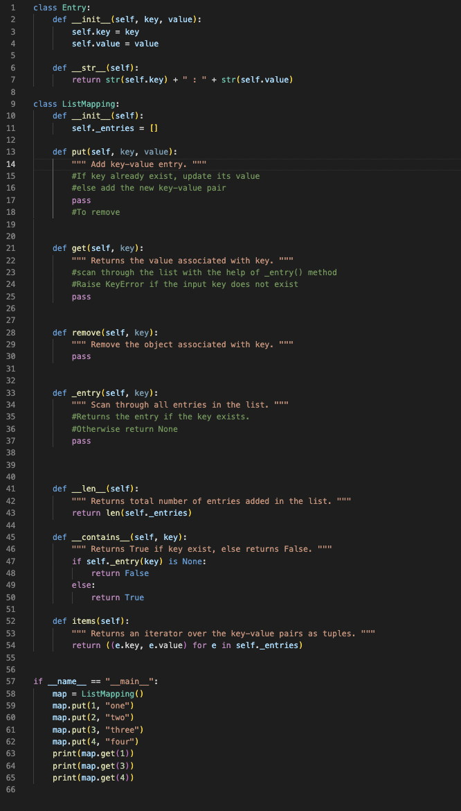 Solved In ListMapping.py file, complete all the methods we | Chegg.com