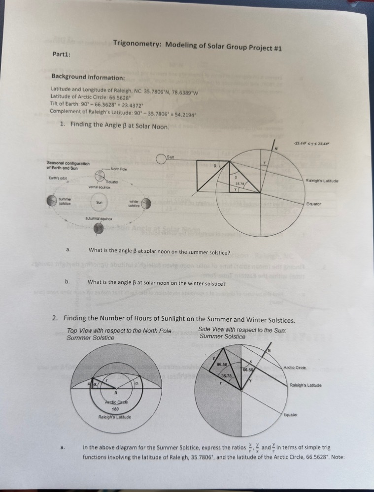 Trigonometry modeling of solar Finding the Angle B at | Chegg.com
