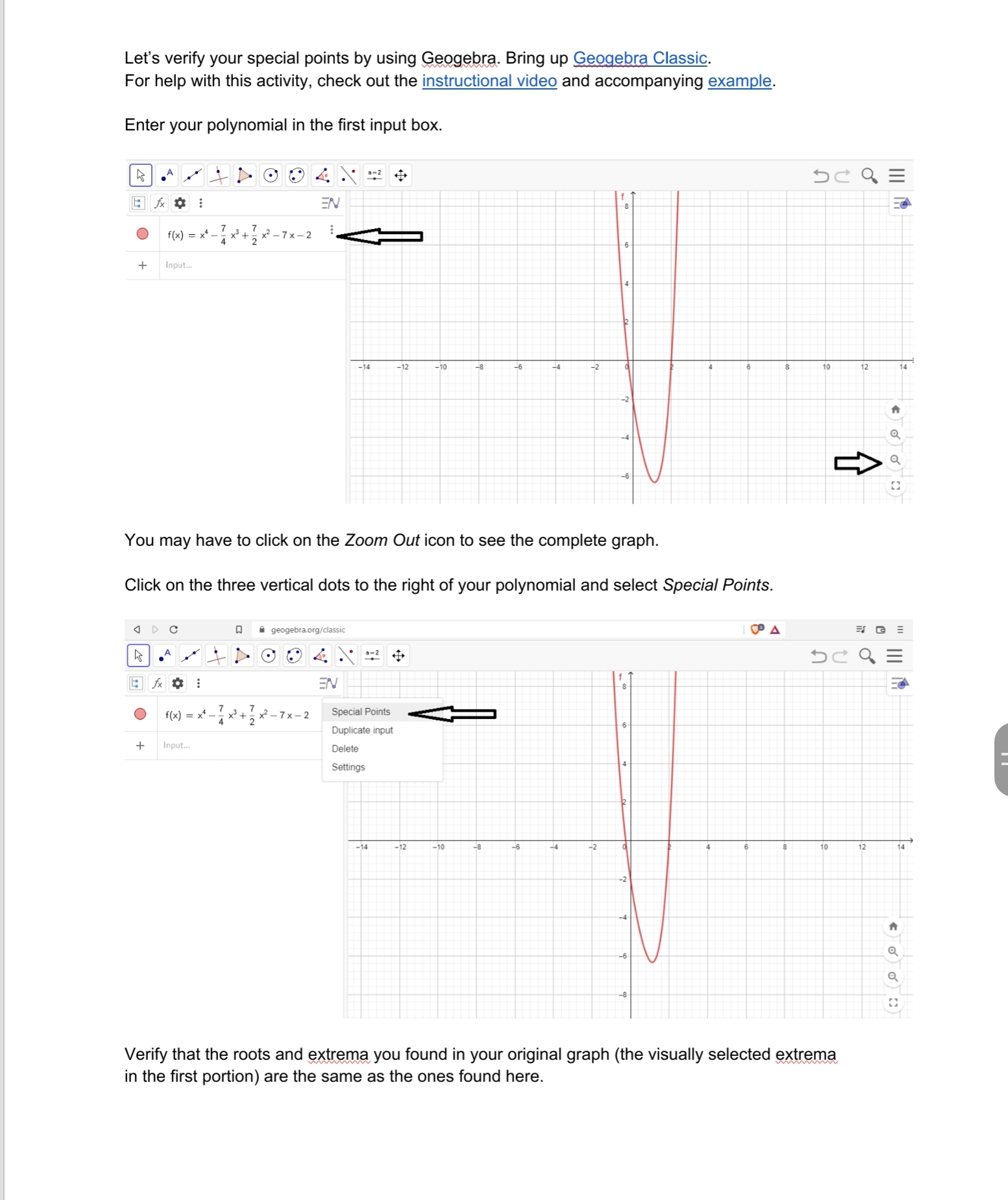 Let's verify your special points by using Geogebra. | Chegg.com