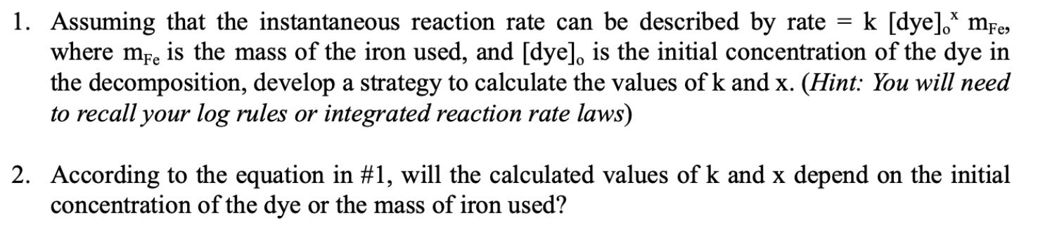 Solved 1. Assuming that the instantaneous reaction rate can | Chegg.com