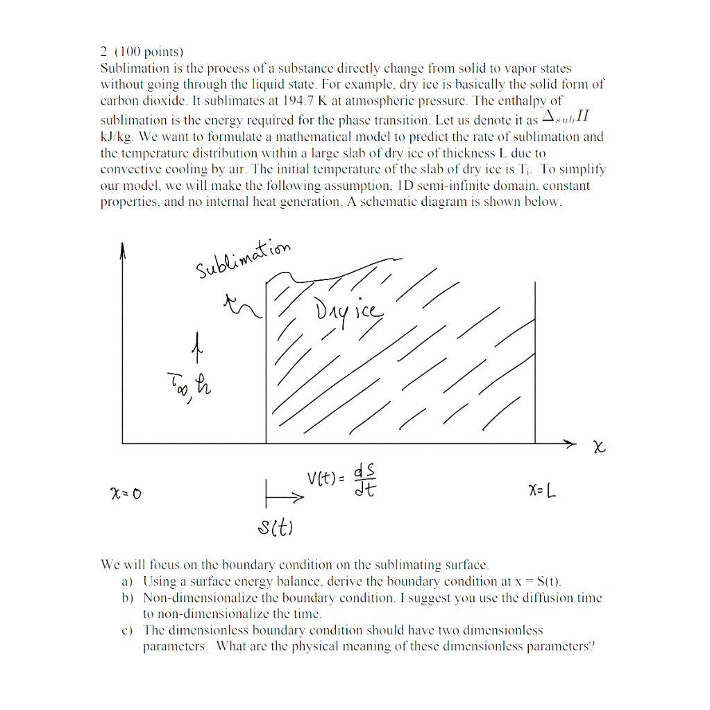 2 (100 points) Sublimation is the process of a | Chegg.com