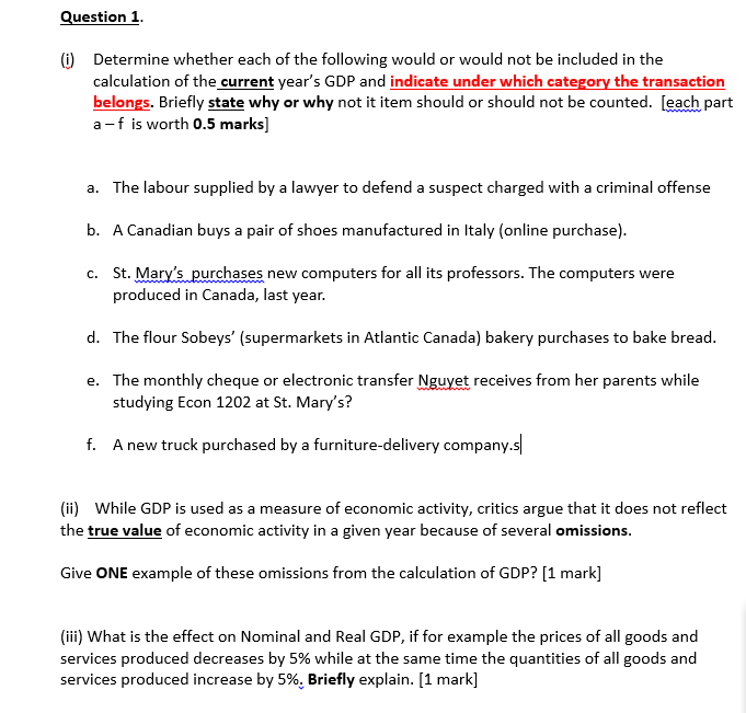Solved Question 1. (1) Determine whether each of the | Chegg.com