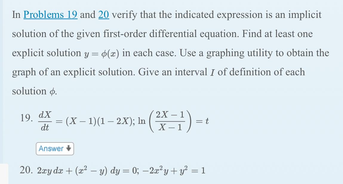 Solved In Problems 19 and 20 verify that the indicated | Chegg.com