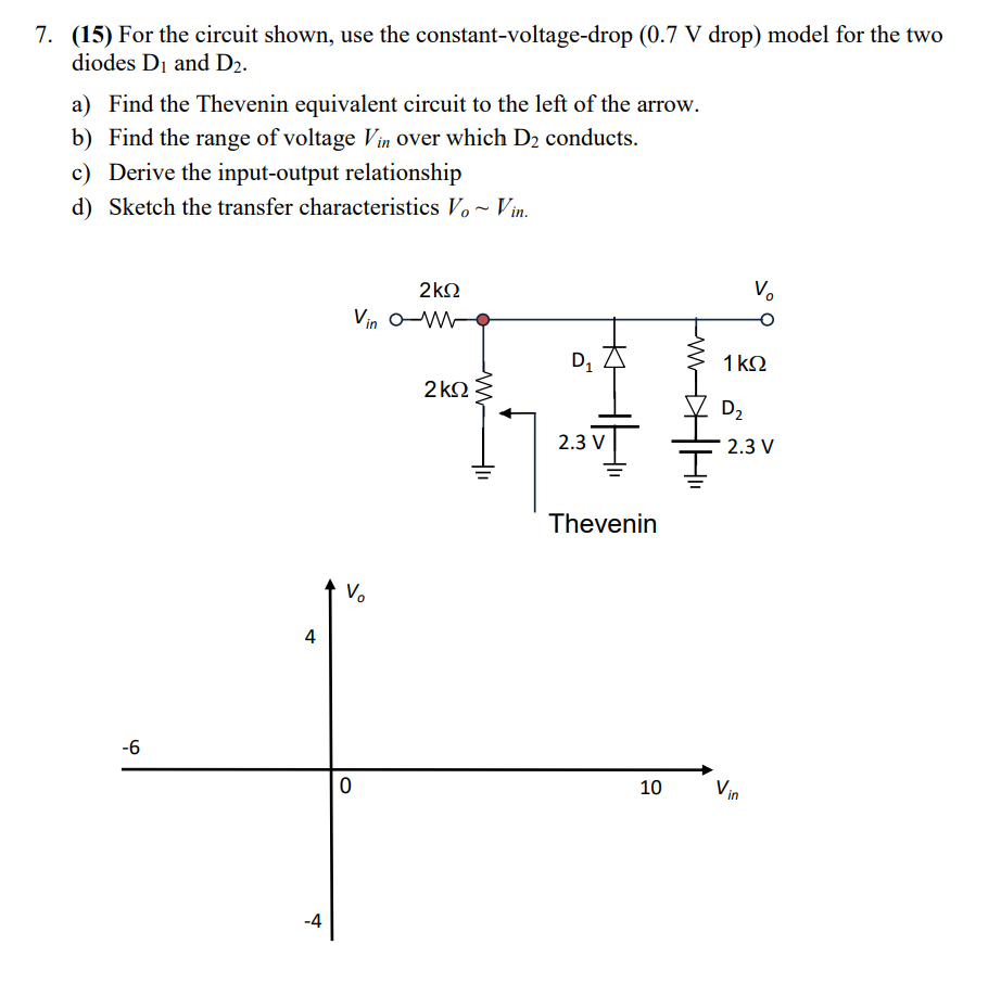 Solved 7. (15) For the circuit shown, use the | Chegg.com
