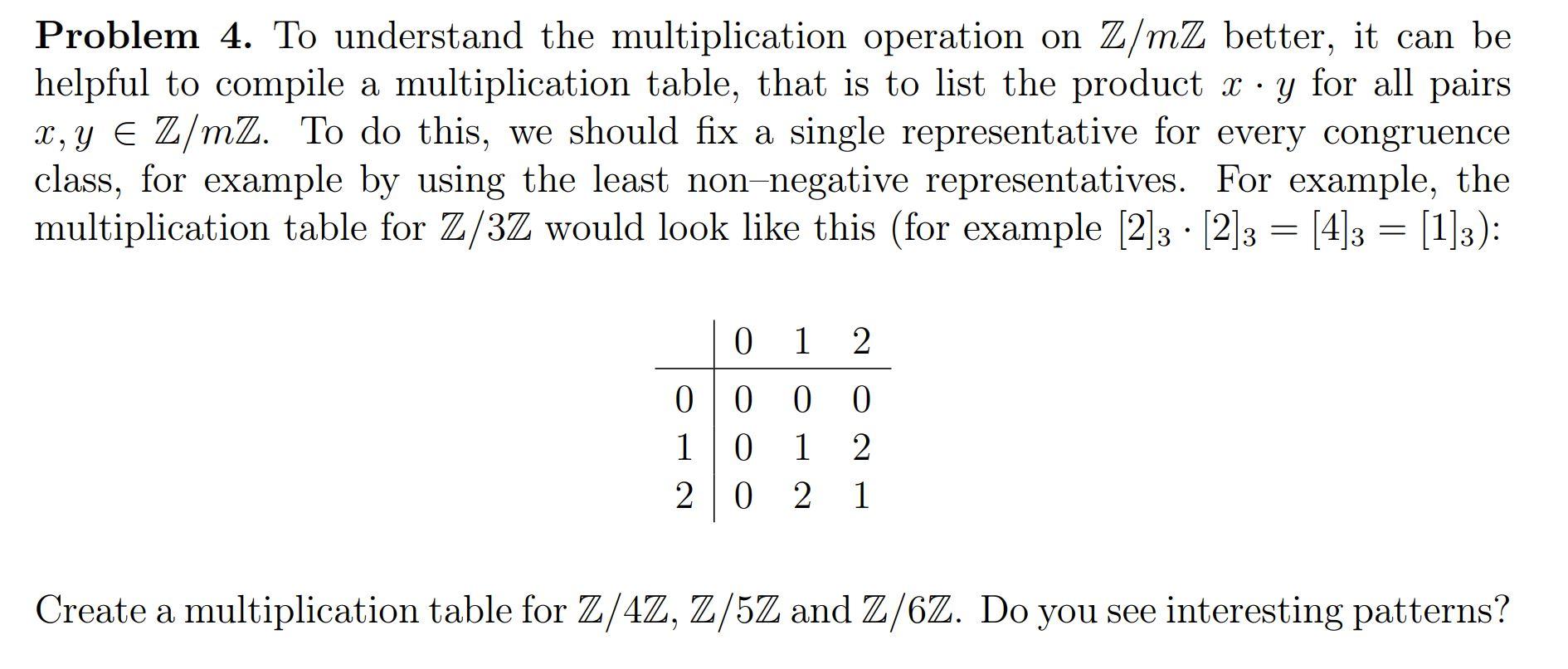 Solved Problem 4. To understand the multiplication operation | Chegg.com