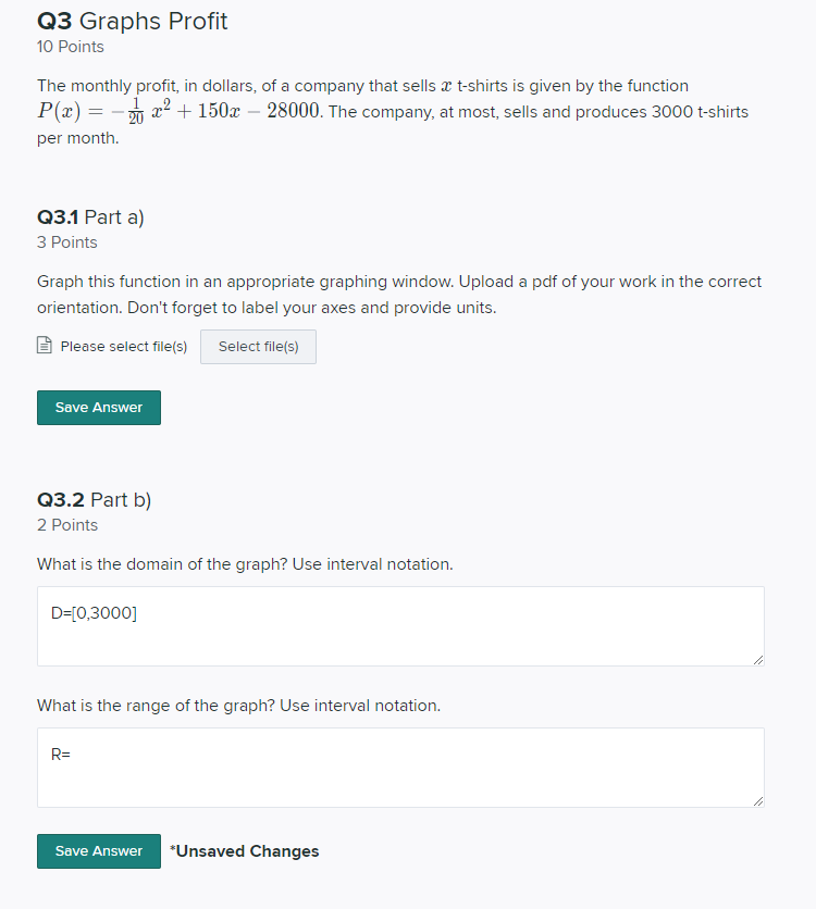 Solved Q3 Graphs Profit 10 Points The monthly profit, in | Chegg.com