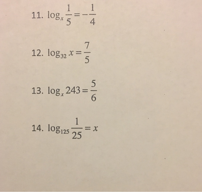 Solved 11, log(- 5 4 7 5 12. log32 x= 13. 108.243- 14. log, | Chegg.com