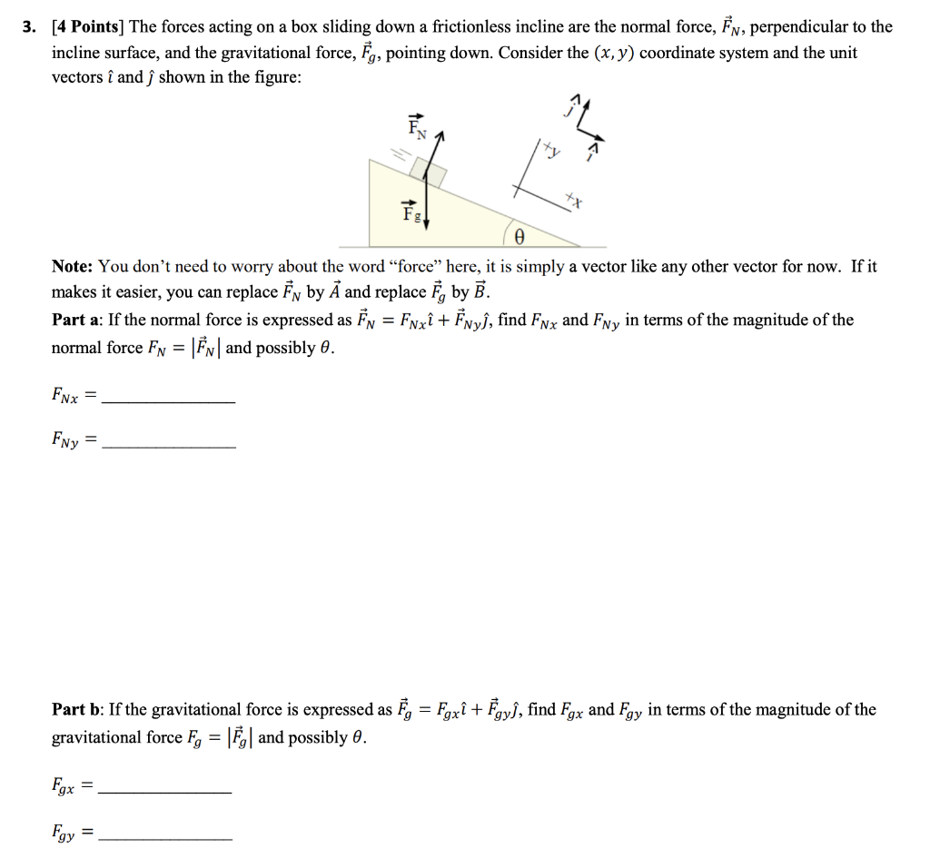 Solved 3. [4 Points] The forces acting on a box sliding down | Chegg.com
