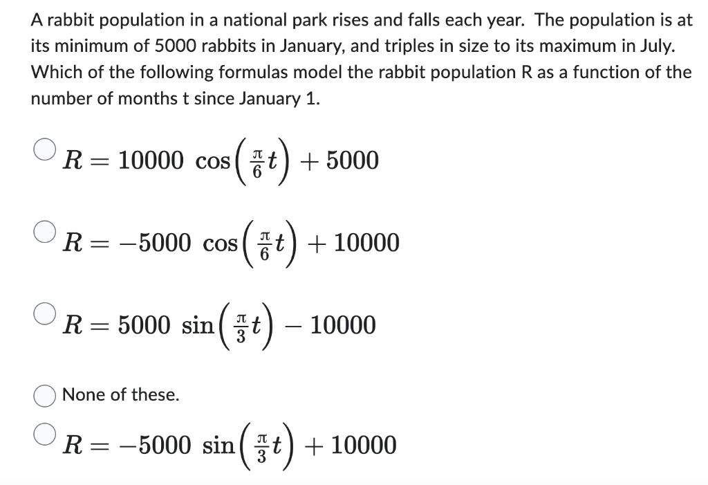 Solved A rabbit population in a national park rises and | Chegg.com