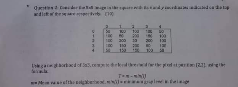 Solved Question 2: Consider the 5x5 image in the square with | Chegg.com
