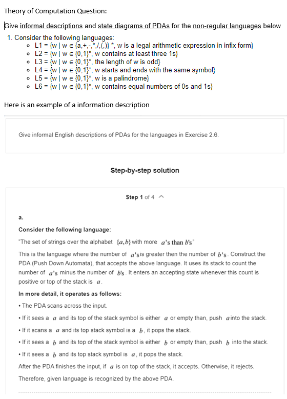 Solved Theory of Computation Question: Give informal | Chegg.com