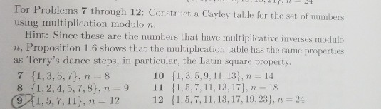 Solved For Problems 1 through 6: Construct a Cayley table | Chegg.com