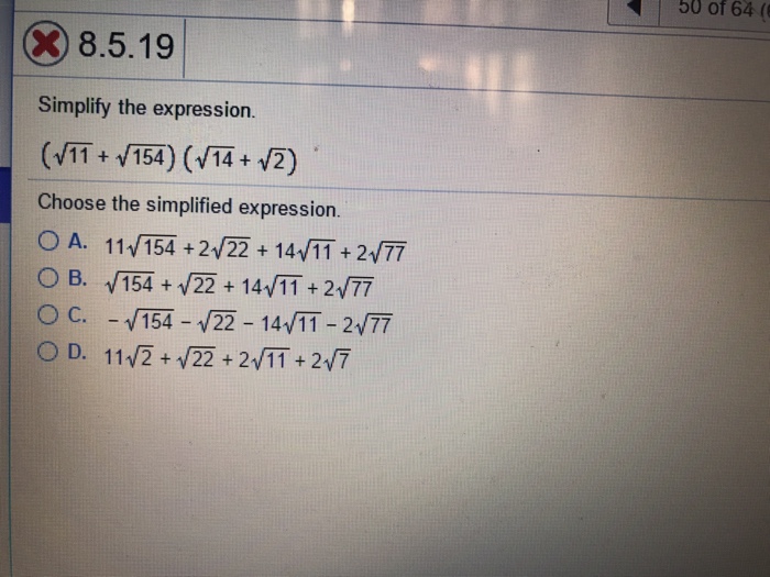 Solved Simplify the expression. (Squareroot 11 + Squareroot | Chegg.com