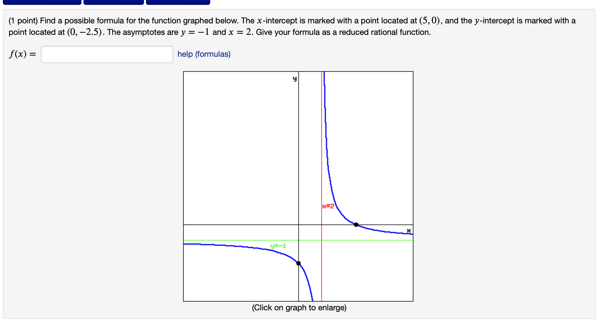 Solved (1 point) Find a possible formula for the function | Chegg.com