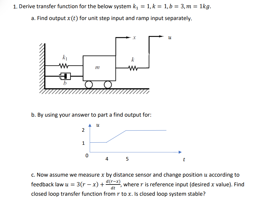 Solved 1. Derive transfer function for the below system k₁ = | Chegg.com