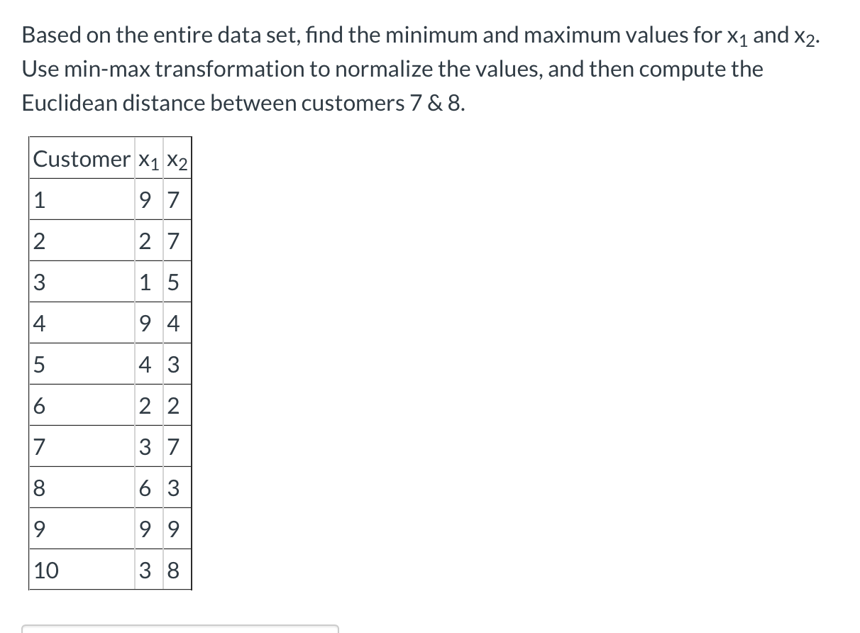 Solved Based on the entire data set, find the minimum and | Chegg.com