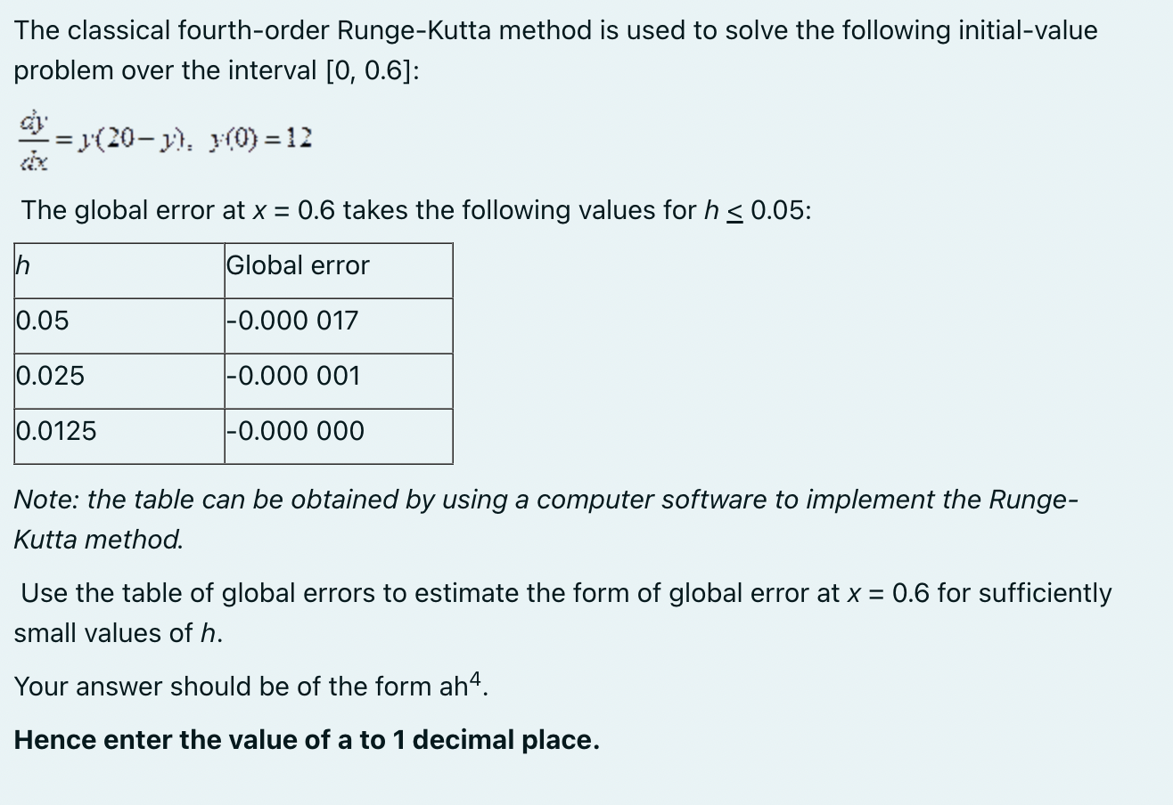 Solved The classical fourth-order Runge-Kutta method is used | Chegg.com