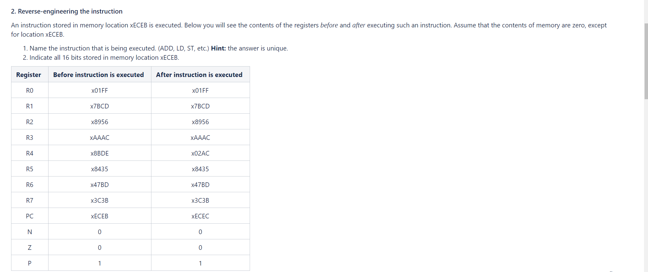 2. Reverse-engineering the instruction An instruction | Chegg.com