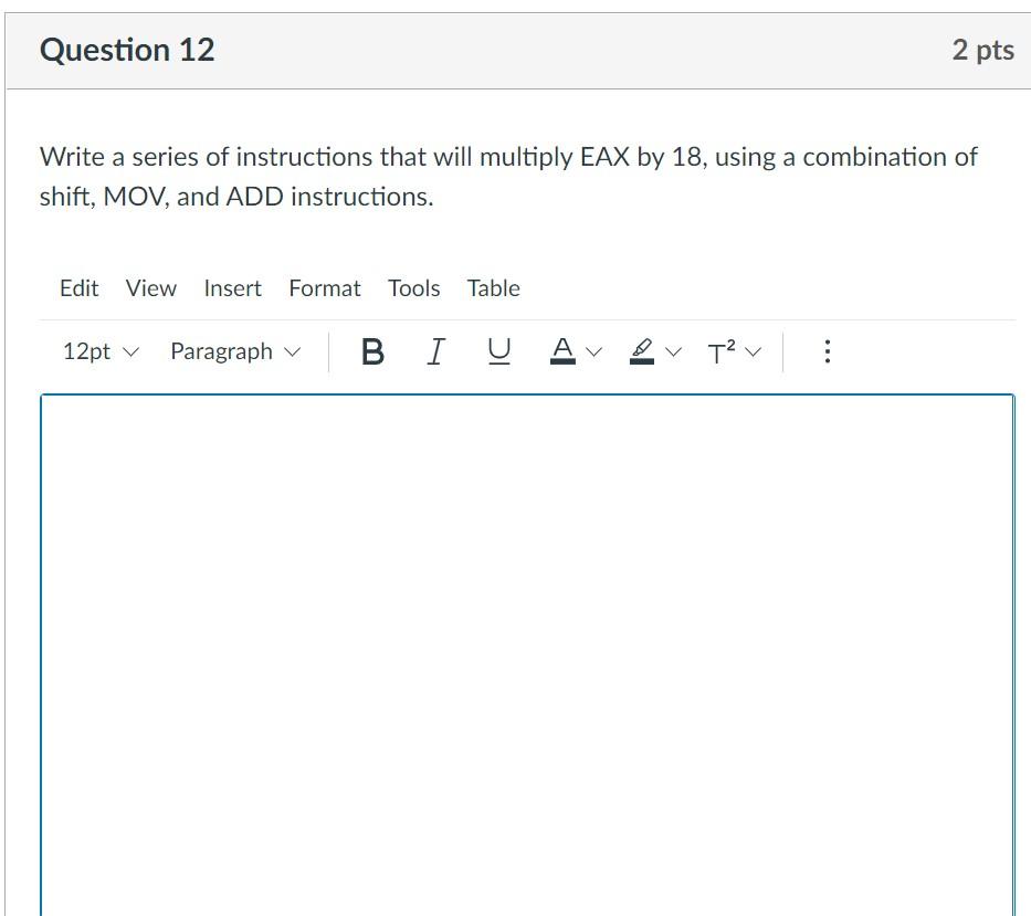 Solved Write a series of instructions that will multiply EAX | Chegg.com