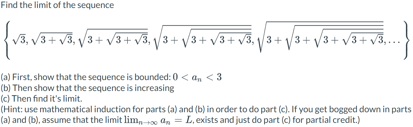 Solved Find the limit of the sequence | Chegg.com