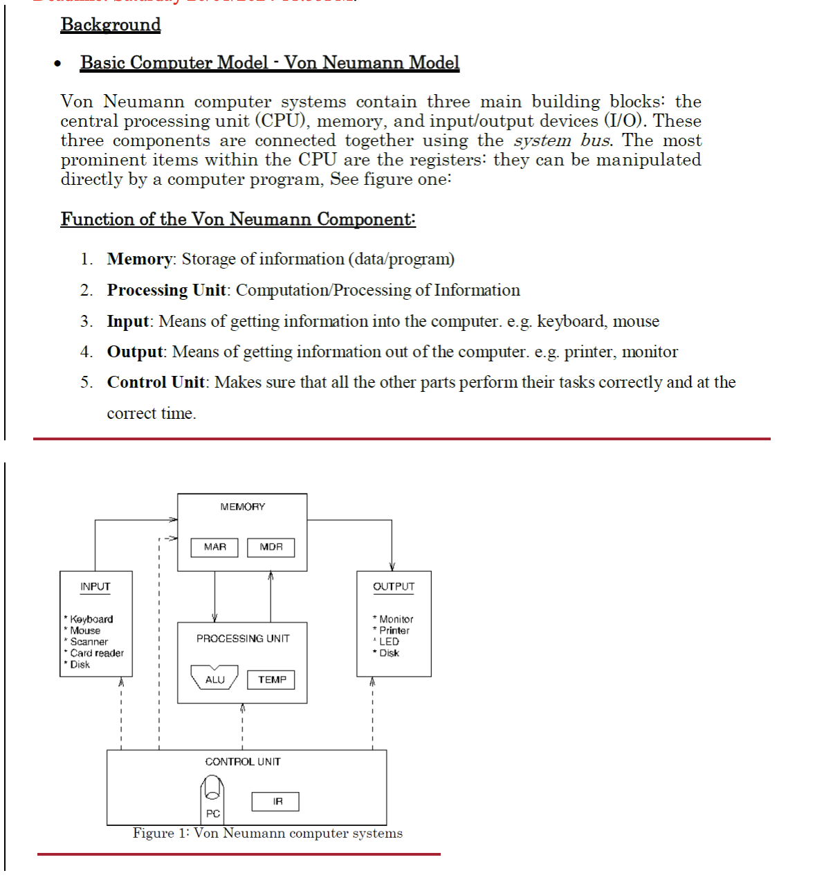 Solved BackgroundBasic Computer Model - ﻿Von Neumann | Chegg.com
