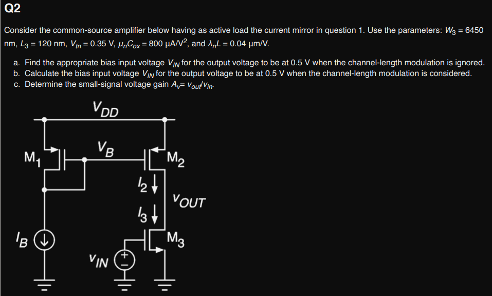Consider the common-source amplifier below having as | Chegg.com