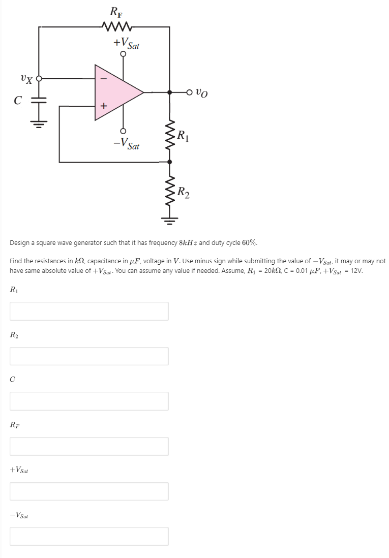 Solved Design a square wave generator such that it has | Chegg.com