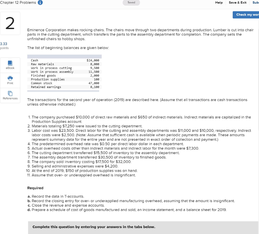 Solved Chapter 12 Problems i Saved Help Save & Exit Sub | Chegg.com