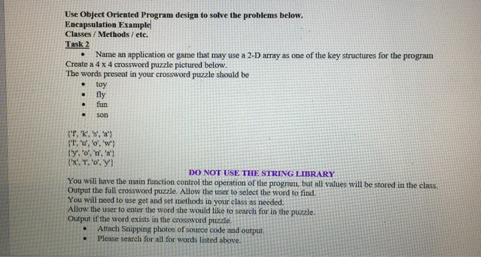 Solved Use Object Oriented Program Design To Solve The