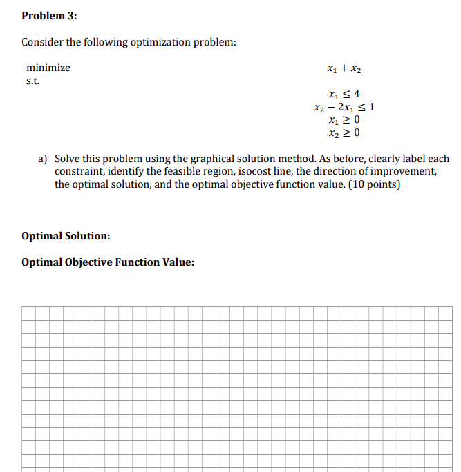 Solved Problem 3: Consider the following optimization | Chegg.com