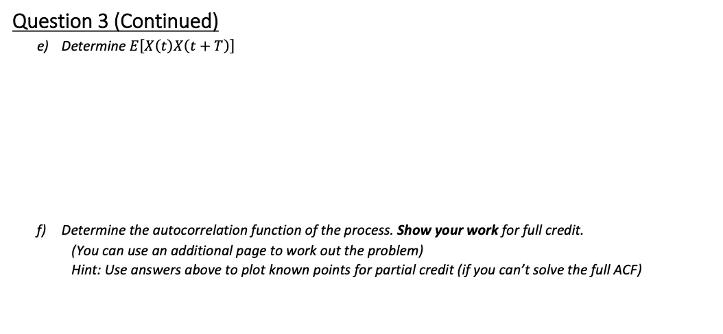 Solved Question 3 (20 Points) Consider a random process | Chegg.com