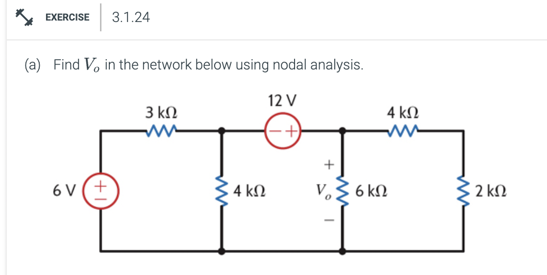Solved 31 24a ﻿find Vo ﻿in The Network Below Using Nodal 
